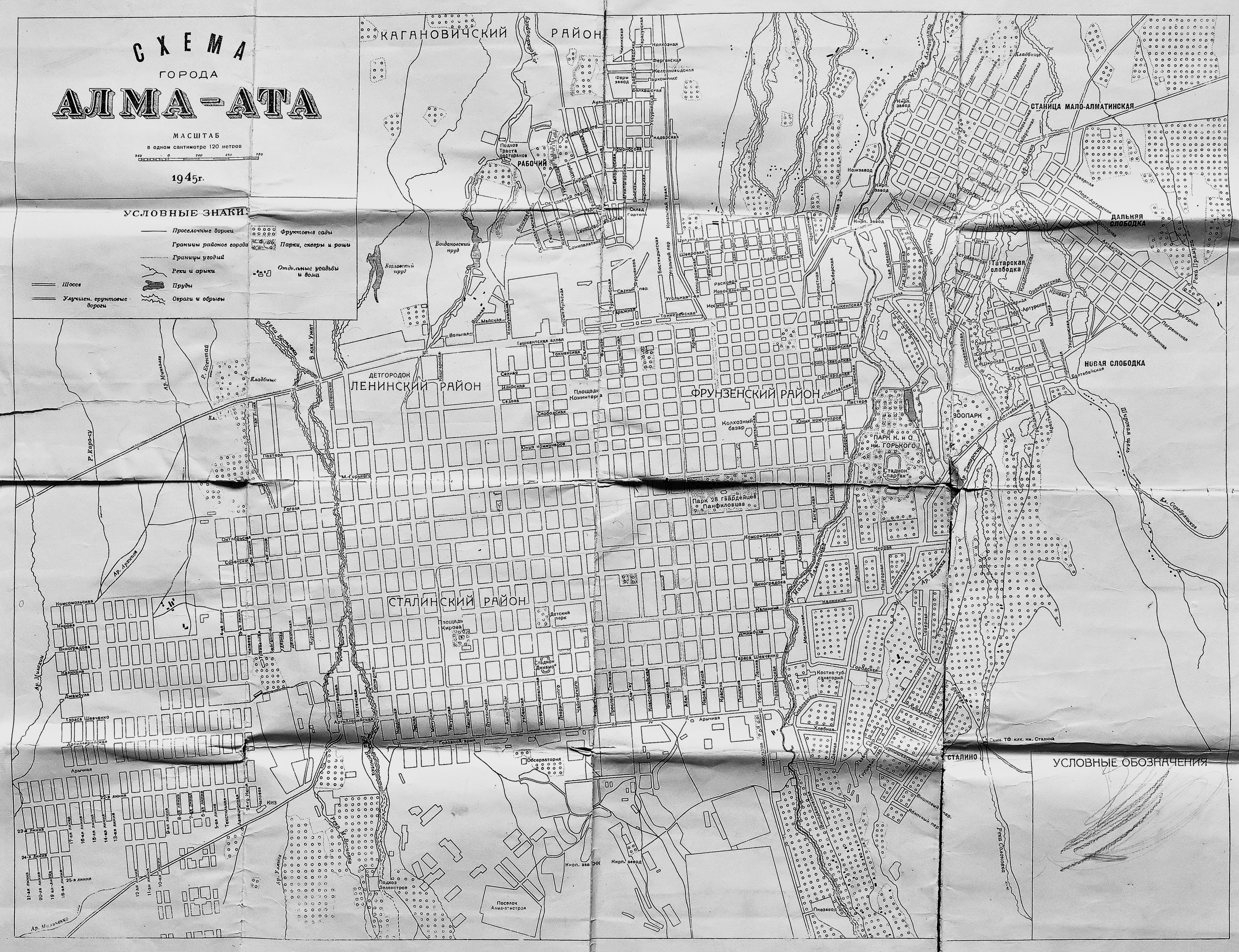 Almaty city plan 1945
